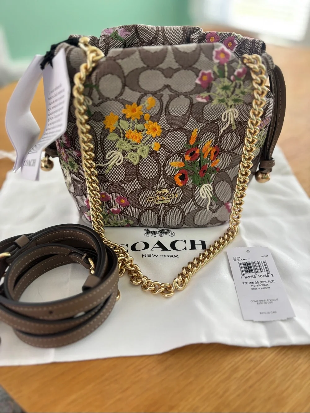 Coach | Bags | Coach Faye Mini Drawstring Bag Signature Jacquard With ...